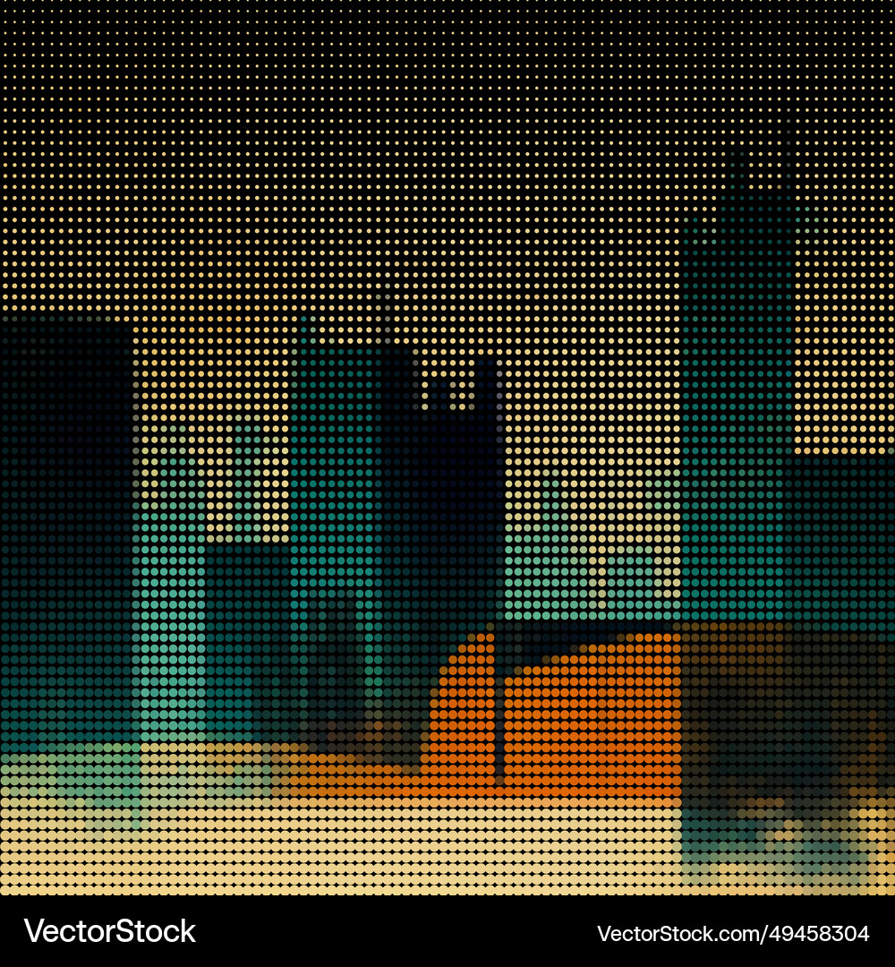 Abstract cityscape halftone dots background Vector Image