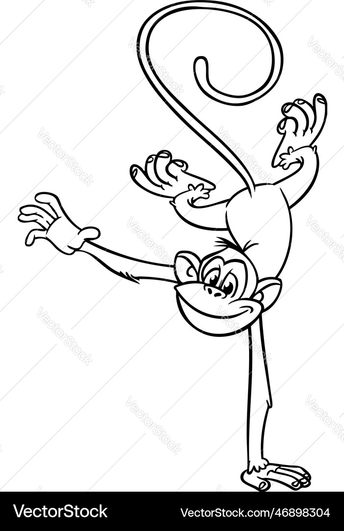 Cartoon funny monkey handstanding and doing Vector Image