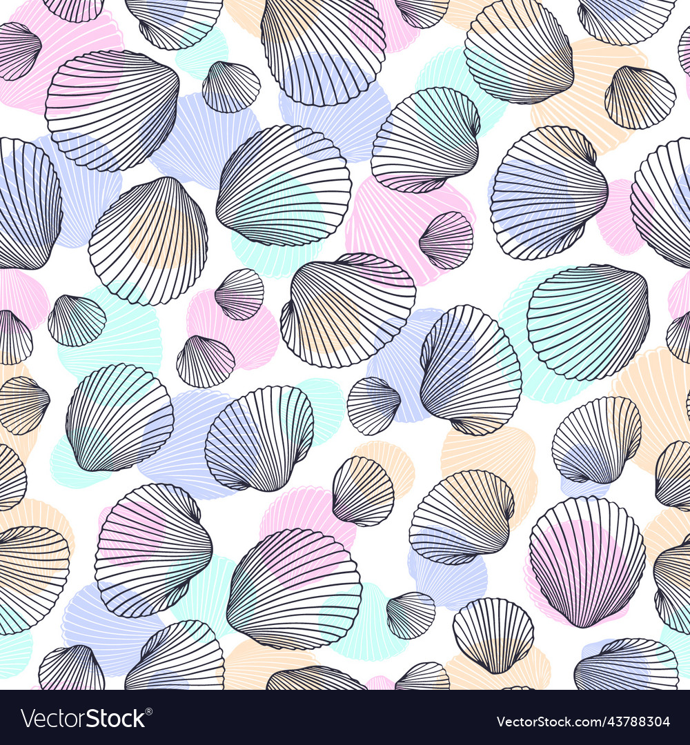 Cute seashell pattern Royalty Free Vector Image