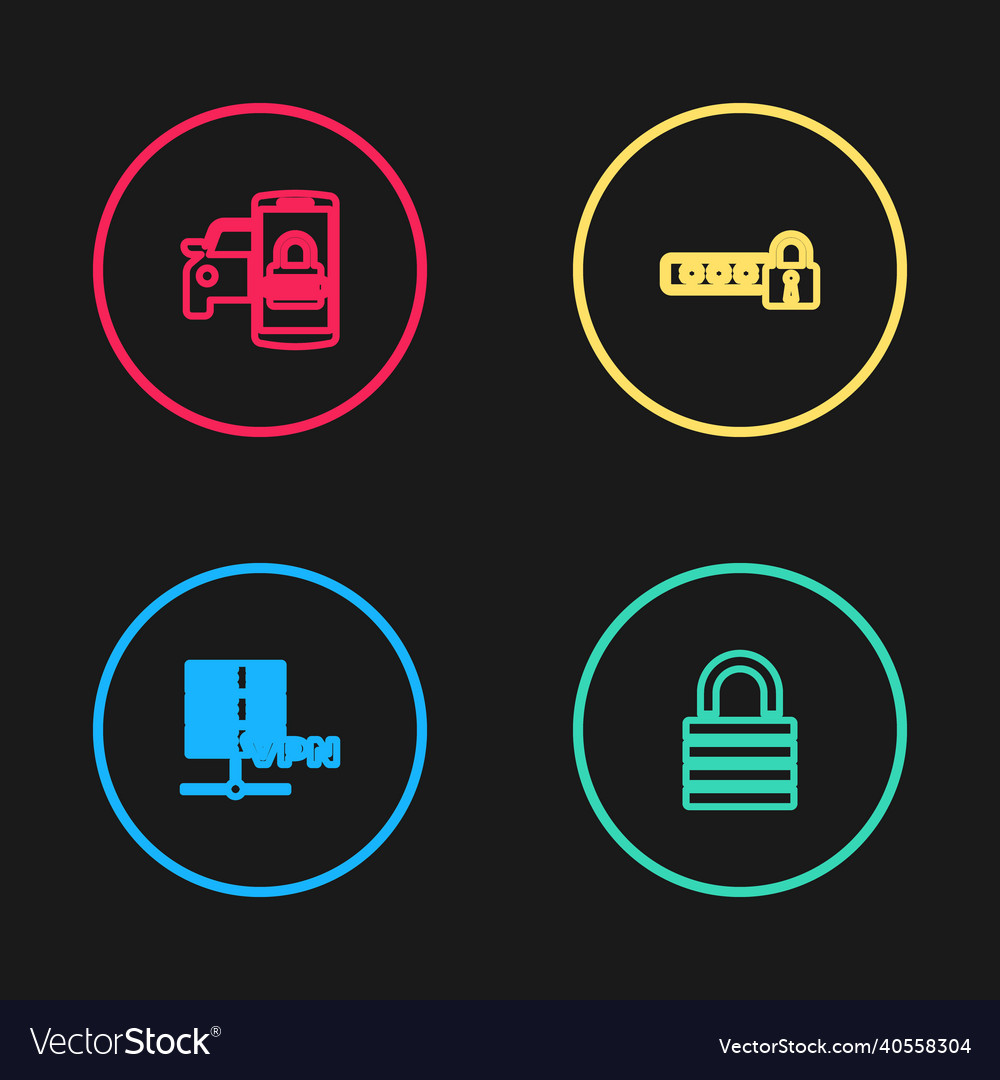 Set Line Server Vpn Lock Password Protection Vector Image