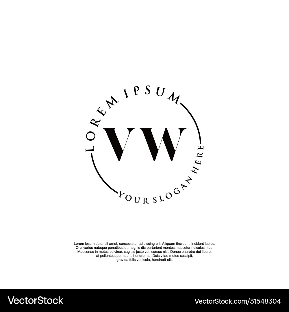 Vw initial handwriting logo design Royalty Free Vector Image