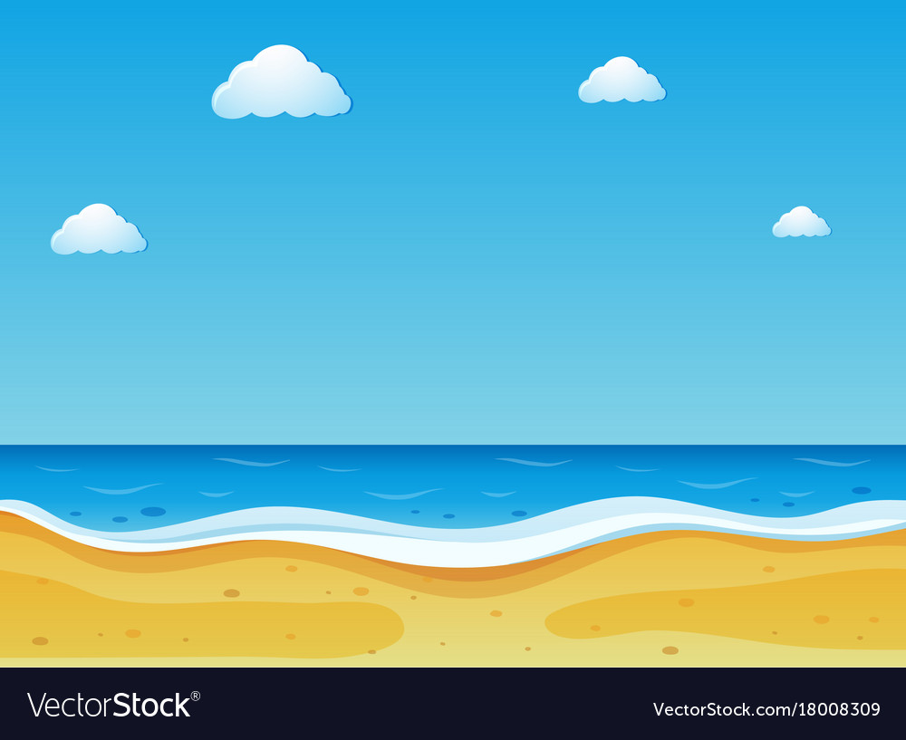 Beach scene with blue sky Royalty Free Vector Image