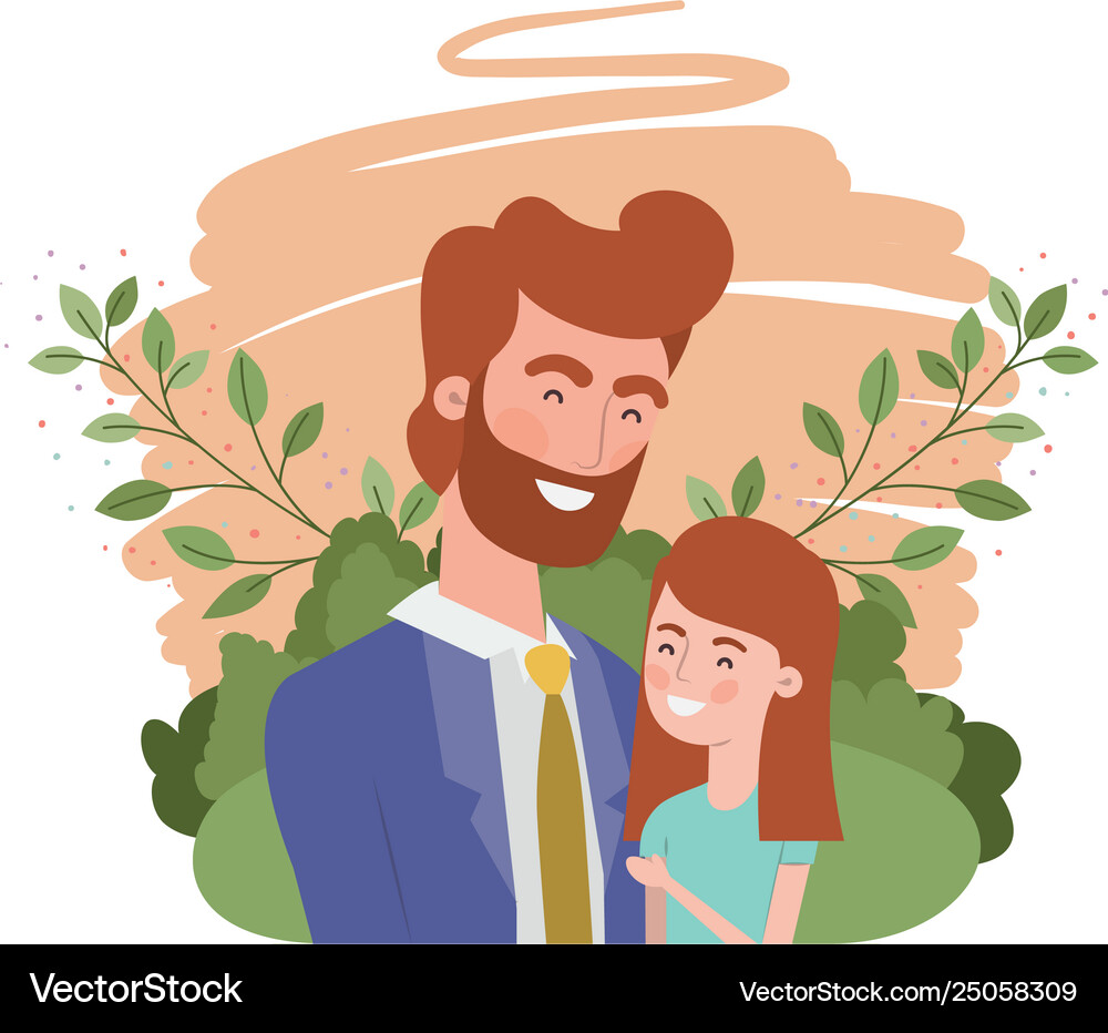 Father with daughter avatar character Royalty Free Vector