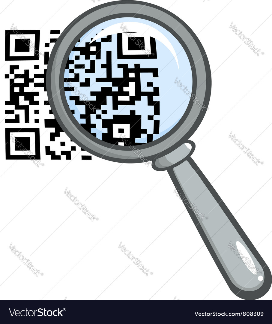 Magnifying glass over a qr code Royalty Free Vector Image Magnifying glass over a qr code Royalty Free Vector Image