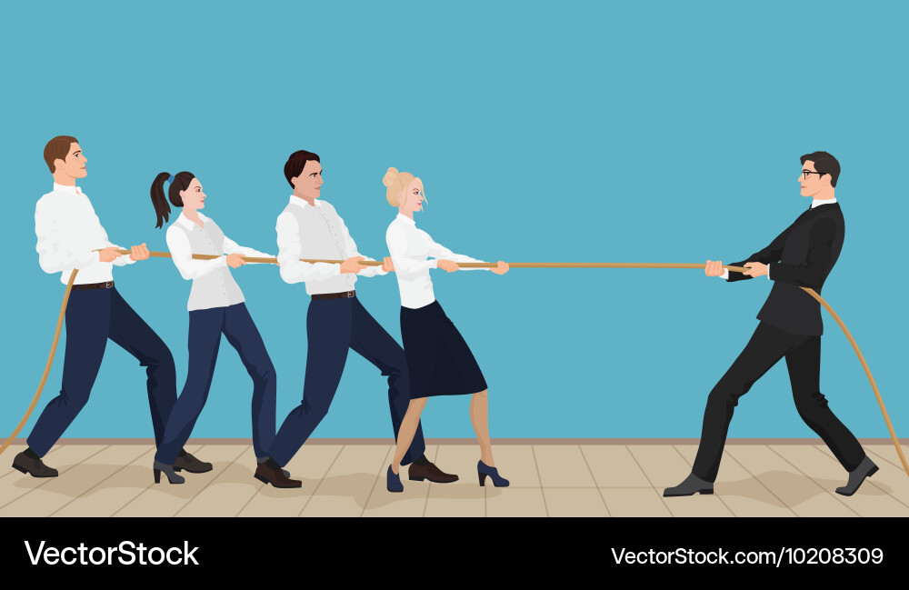 Powerful strong businessman competing with group Vector Image