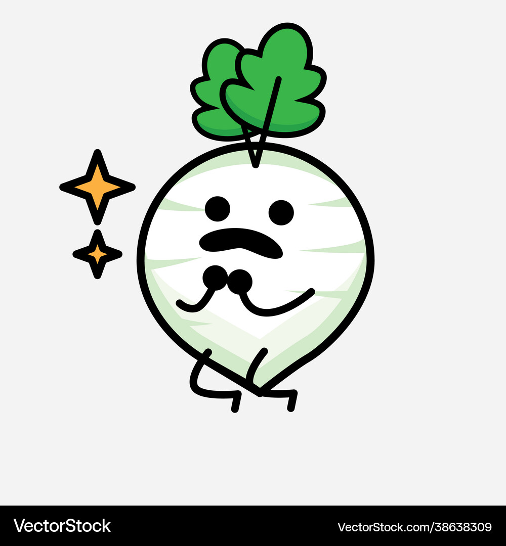 White radish character with cute face and simple Vector Image