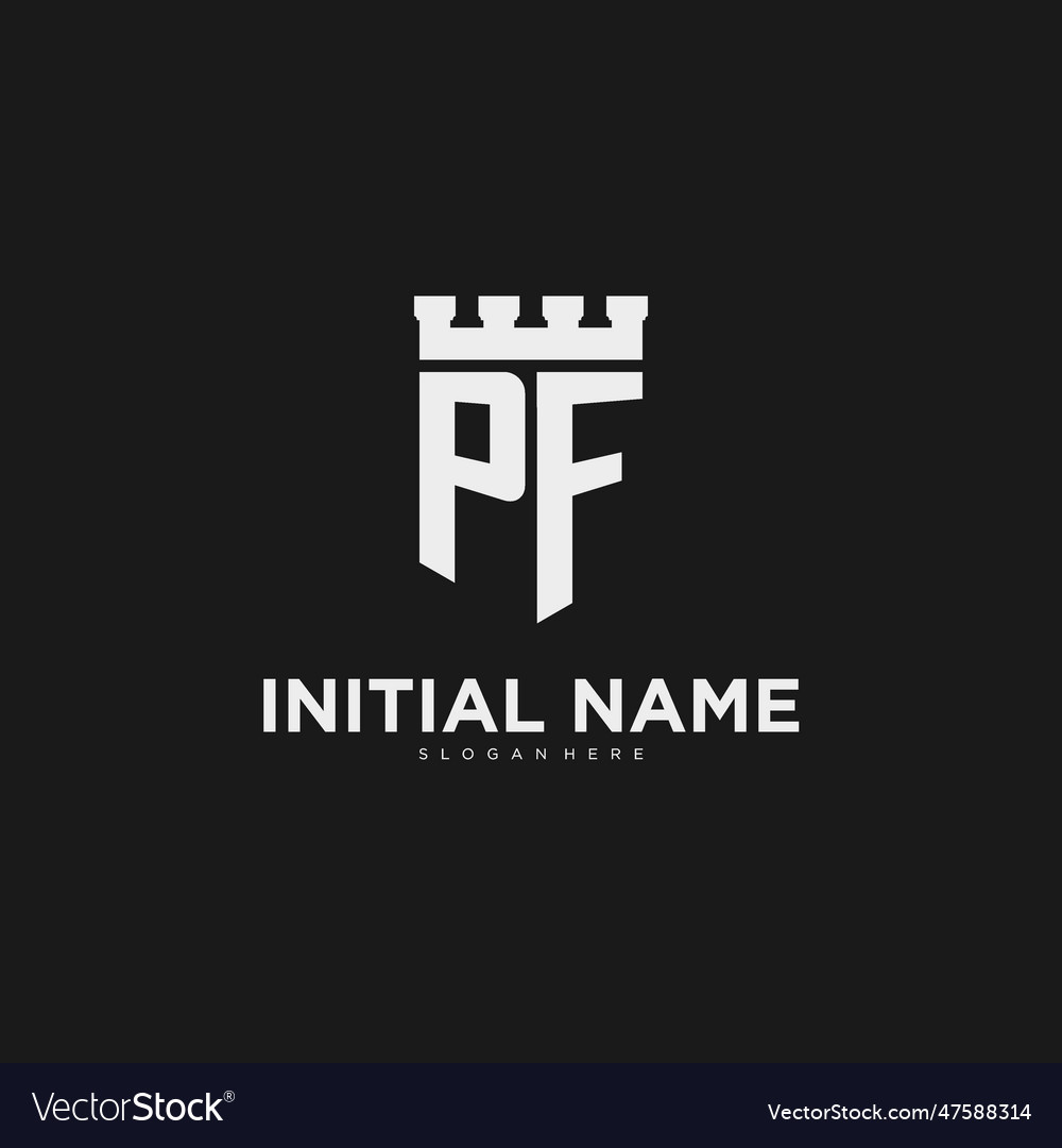 Initials pf logo monogram with shield Royalty Free Vector
