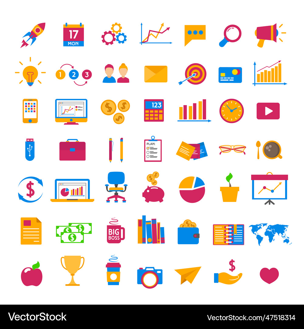 Start up and business color web icon flat style Vector Image