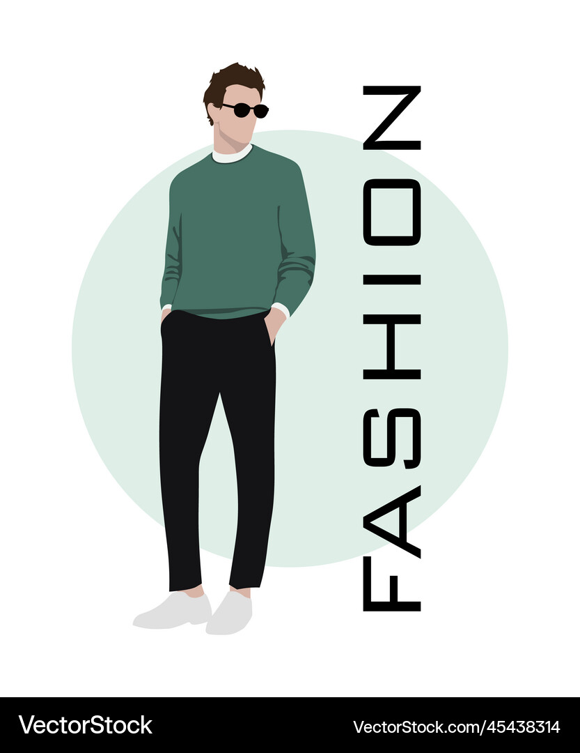 Stylish man in a flat style on an interesting Vector Image