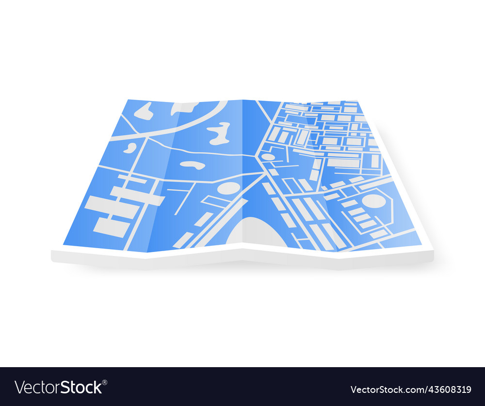 3d folded paper city suburban map isolated Vector Image