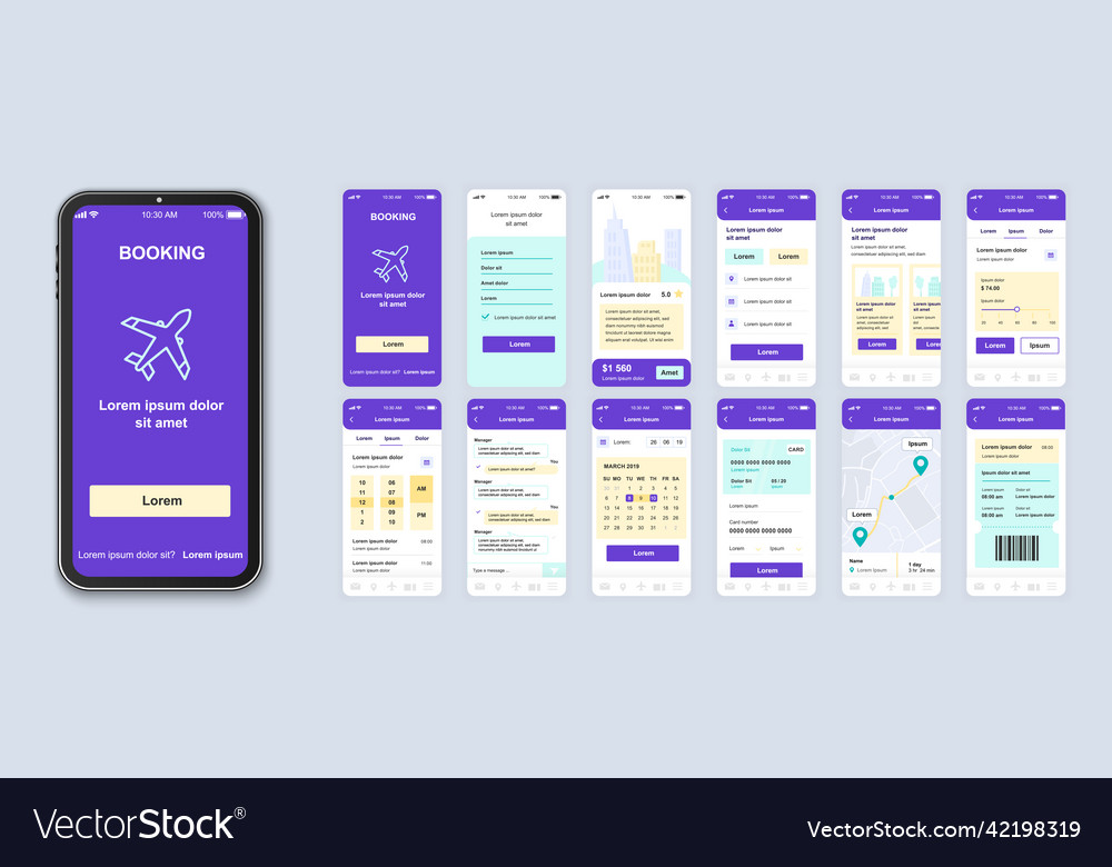 Booking ui smartphone interface Royalty Free Vector Image