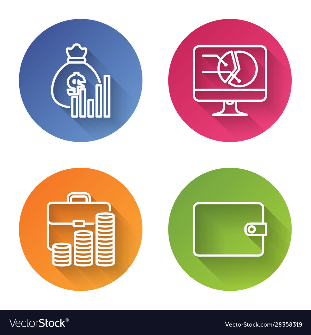 Set line money bag and diagram graph computer Vector Image Set line money bag and diagram graph computer Vector Image