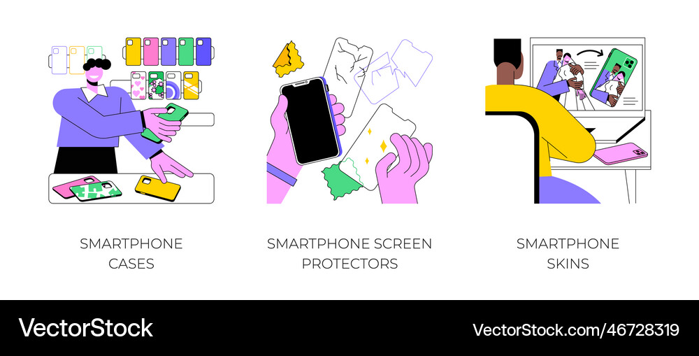 Smartphone protection accessories isolated cartoon