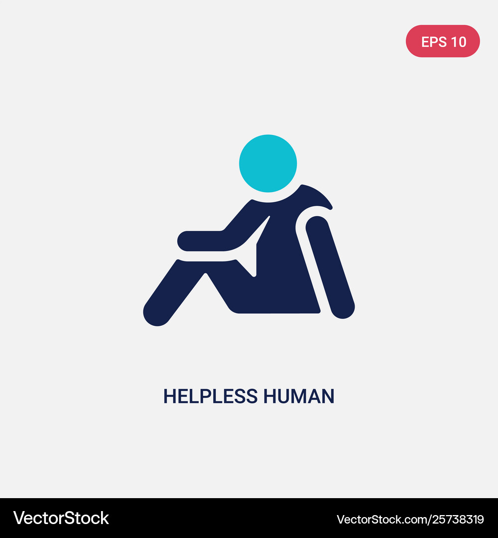 Two color helpless human icon from feelings Vector Image