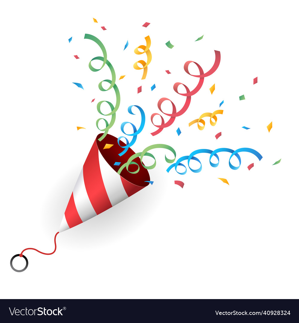 Exploding party popper Royalty Free Vector Image