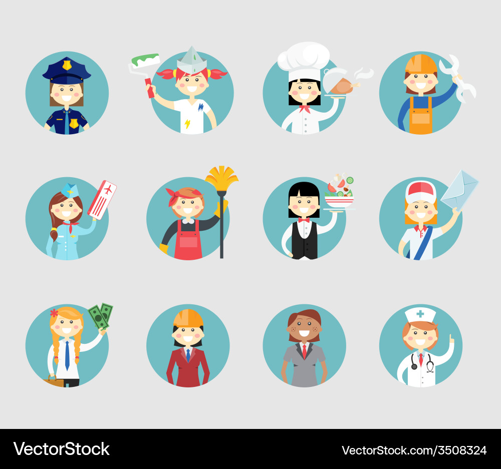 Professional women avatar set Royalty Free Vector Image