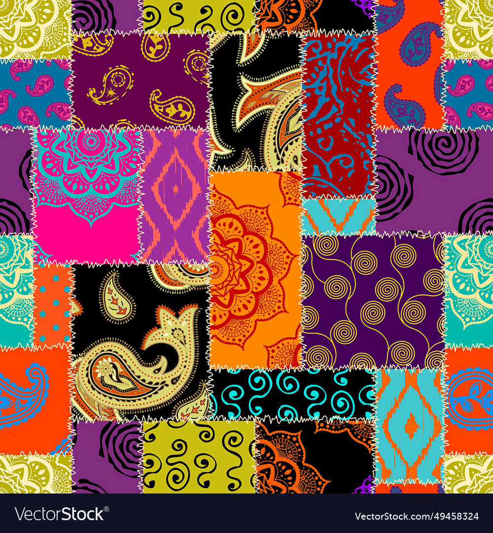 Textille patchwork pattern seamless image Vector Image
