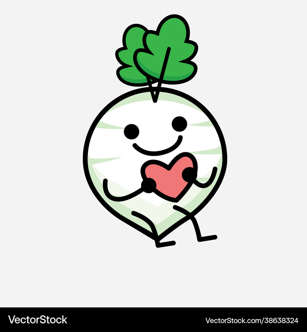 White radish character with cute face and simple Vector Image