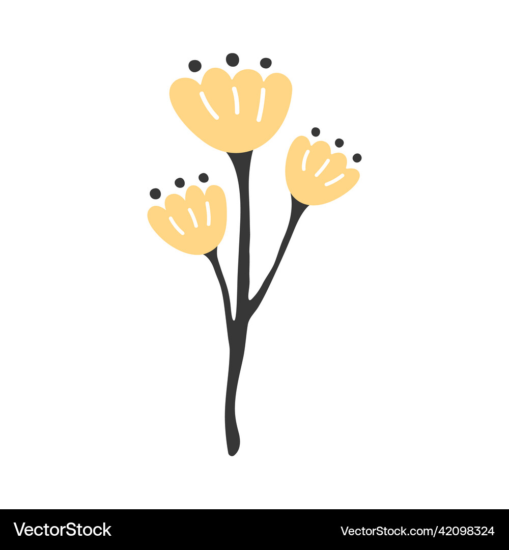 Yellow isolated flower blooming Royalty Free Vector Image