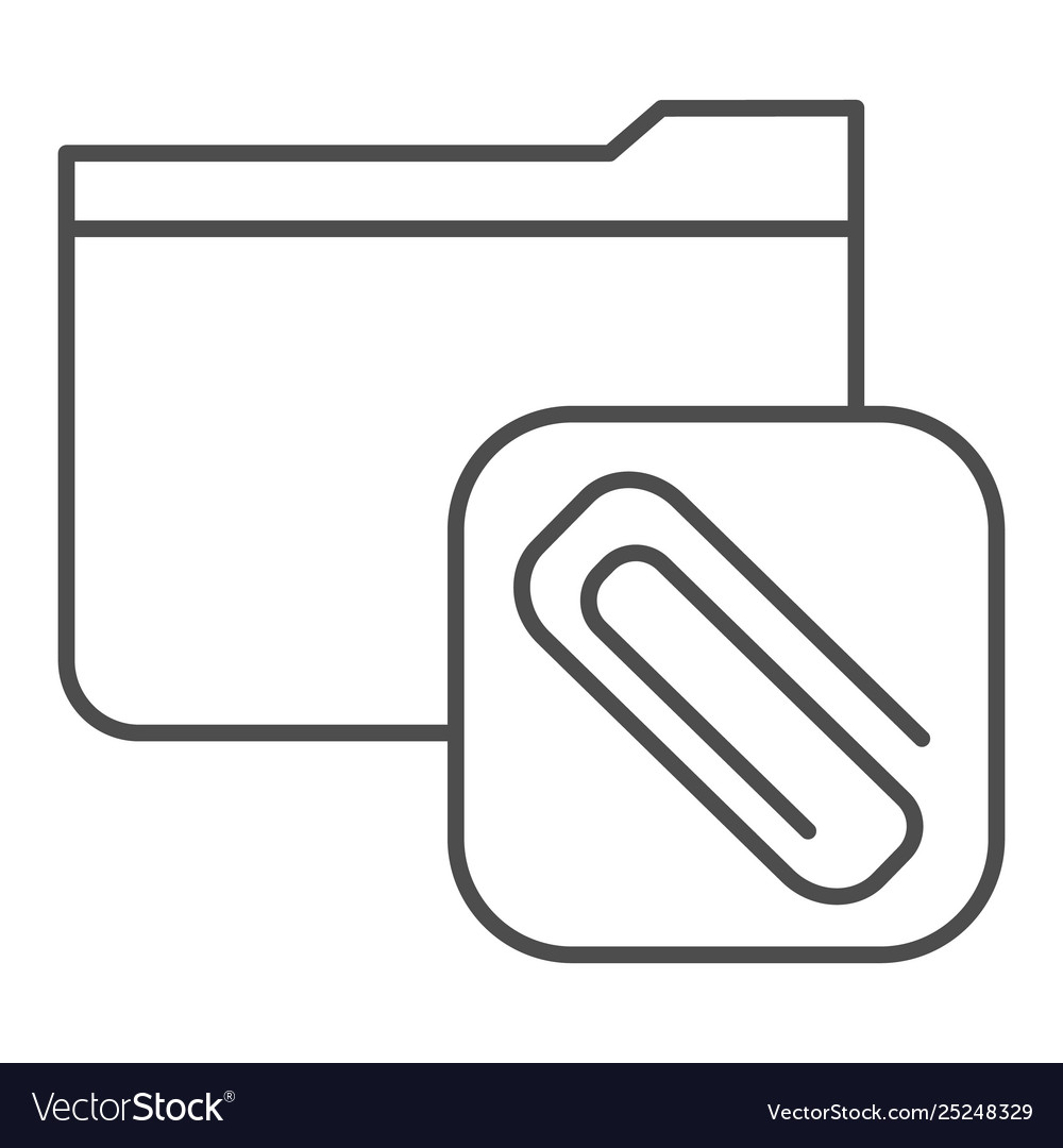 Attached folder thin line icon folder with clip Vector Image Attached folder thin line icon folder with clip Vector Image