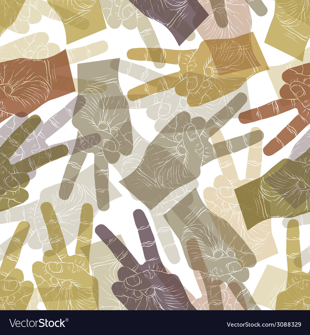 Victory hand signs seamless pattern background Vector Image