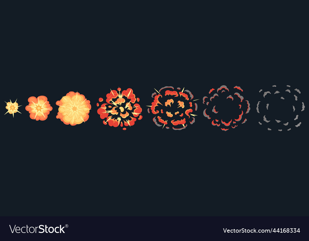 Explosion animation fire explosive effects Vector Image