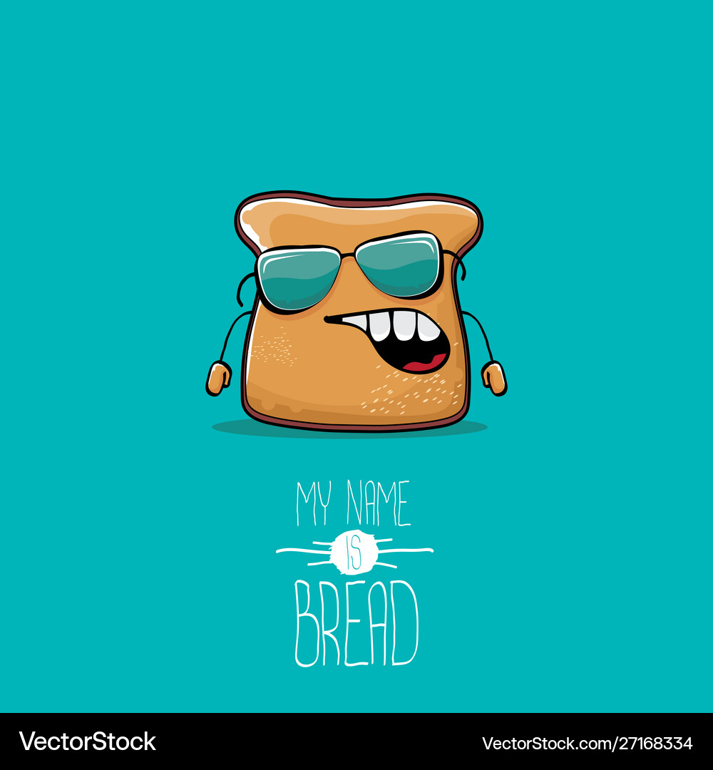 Funny cartoon cute sliced bread character Vector Image
