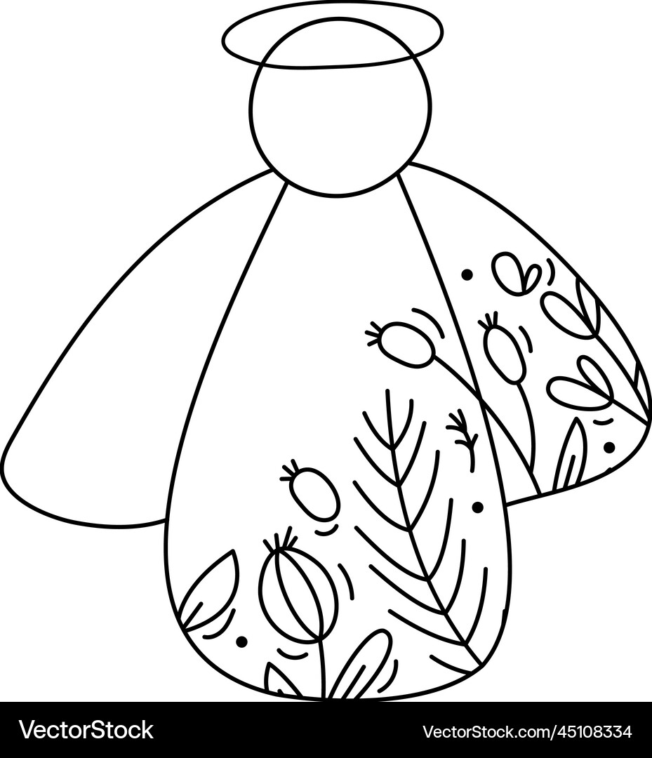 Hand drawn christmas line winter angel Royalty Free Vector