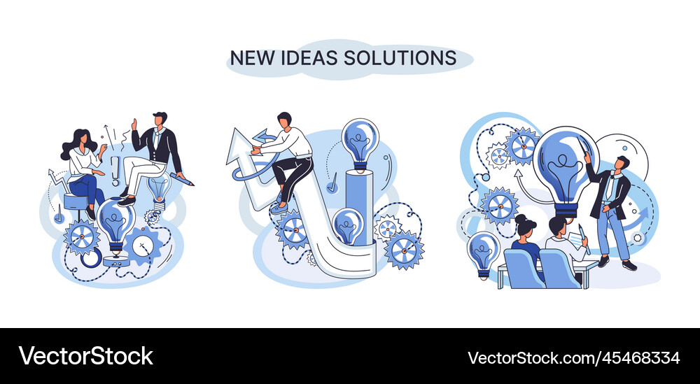 New ideas solution set brainstorm Royalty Free Vector Image