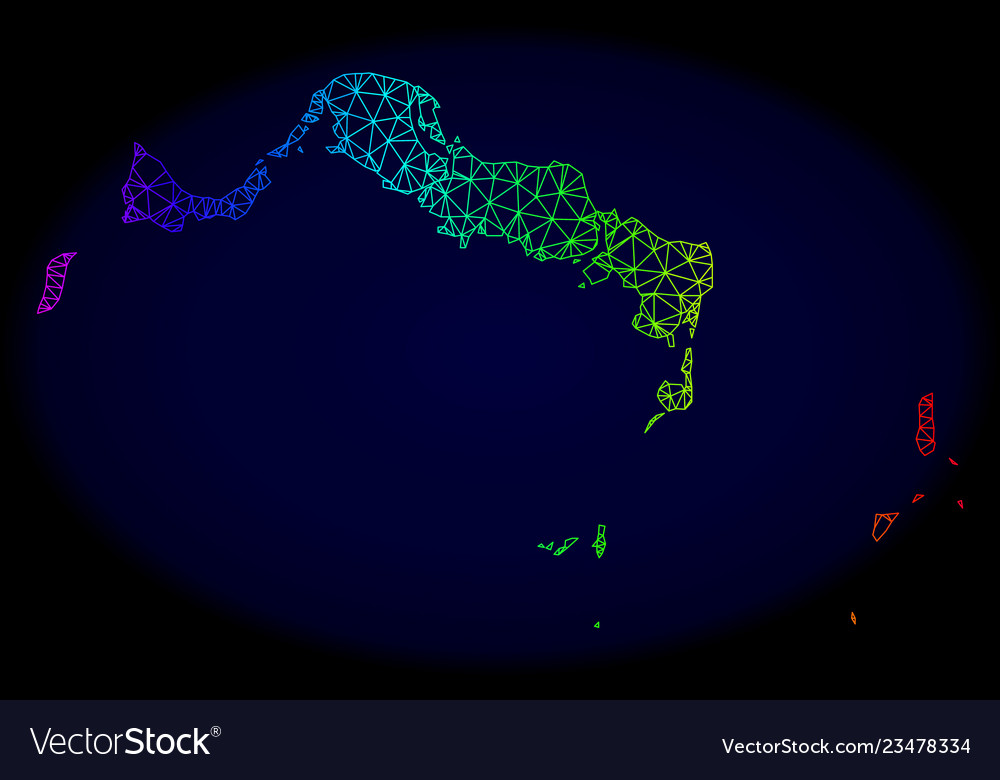 Polygonal network rainbow mesh map of turks Vector Image