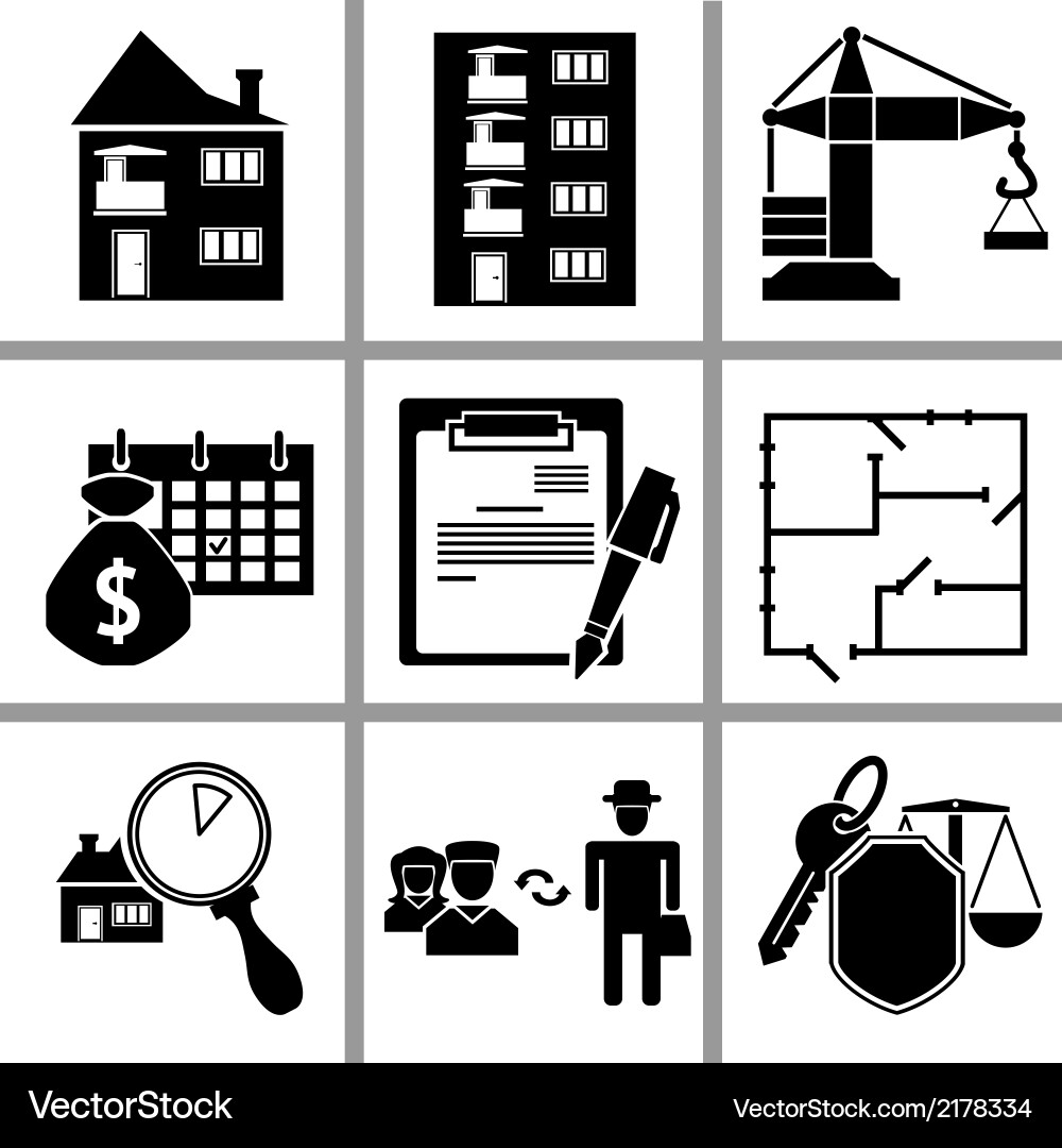 Set icon of real estate Royalty Free Vector Image
