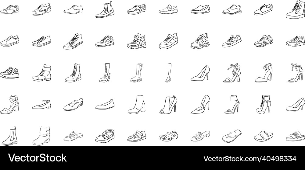 Shoes collection Royalty Free Vector Image - VectorStock
