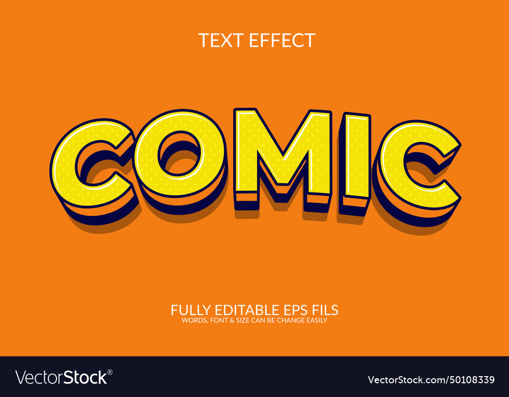 Comic eps 3d text effect design Royalty Free Vector Image