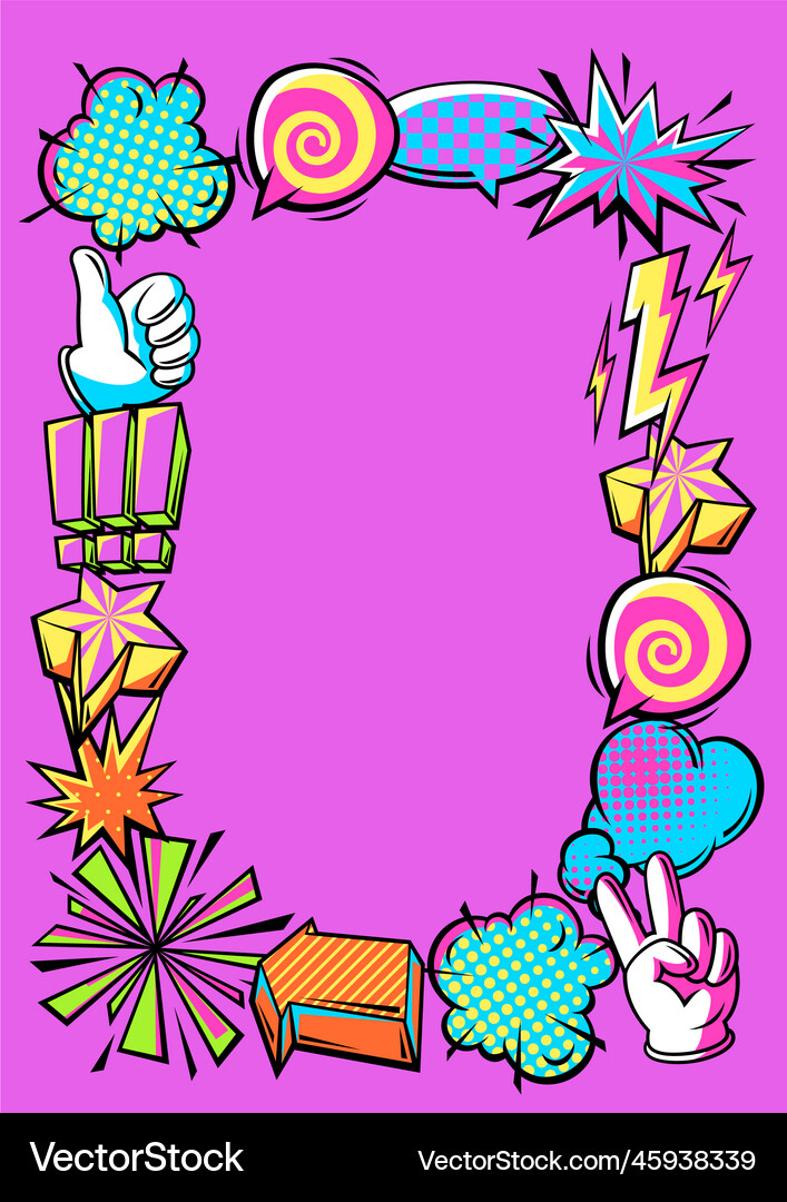 Frame with comic speech bubbles signs and symbols Vector Image