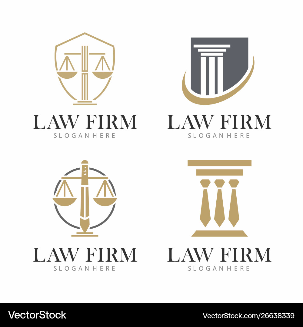 Justice law logo design firm Royalty Free Vector Image