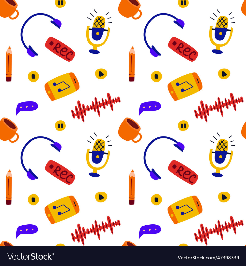 Podcast seamless pattern Royalty Free Vector Image