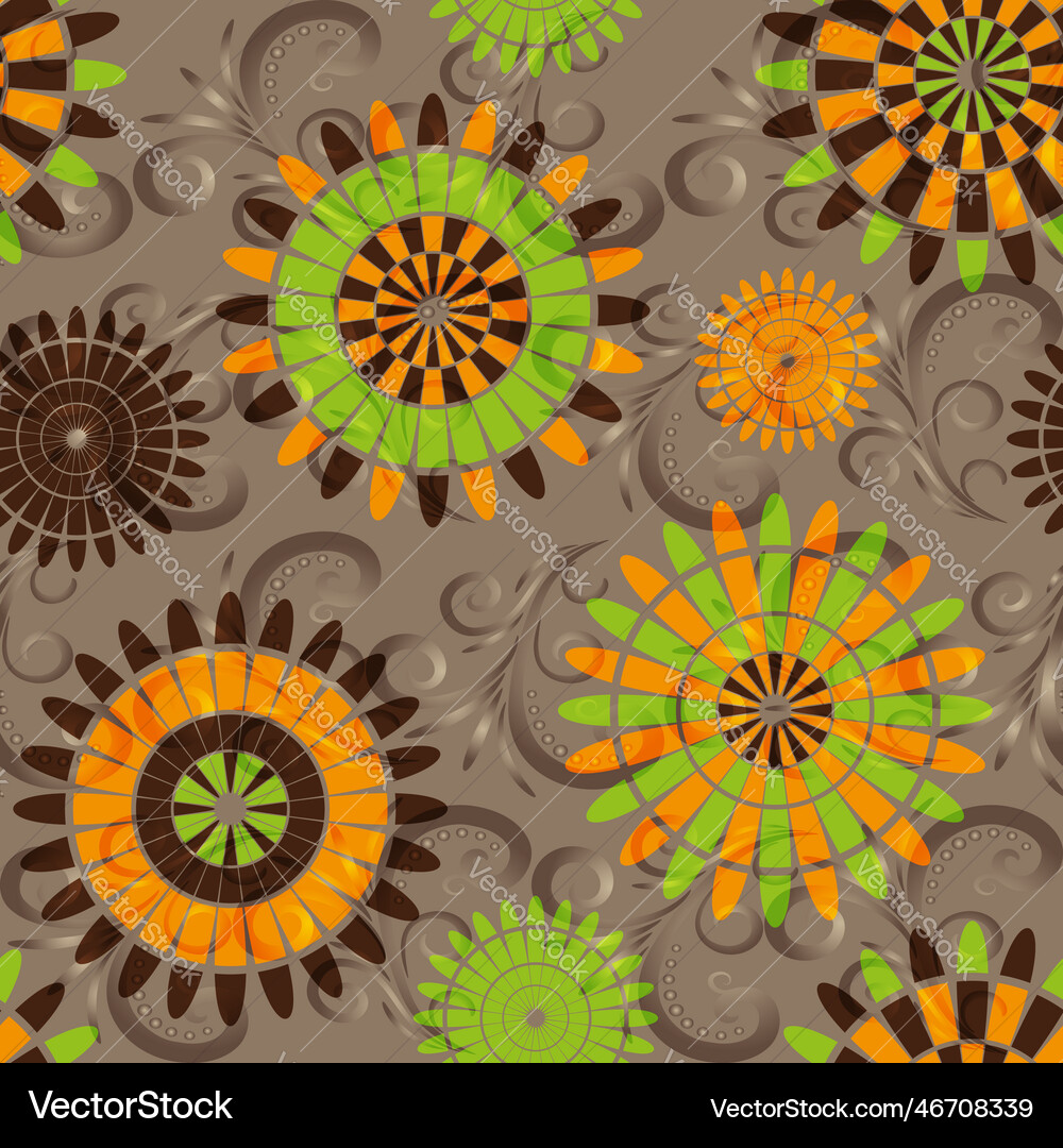 Seamless floral pattern with colorful circles Vector Image
