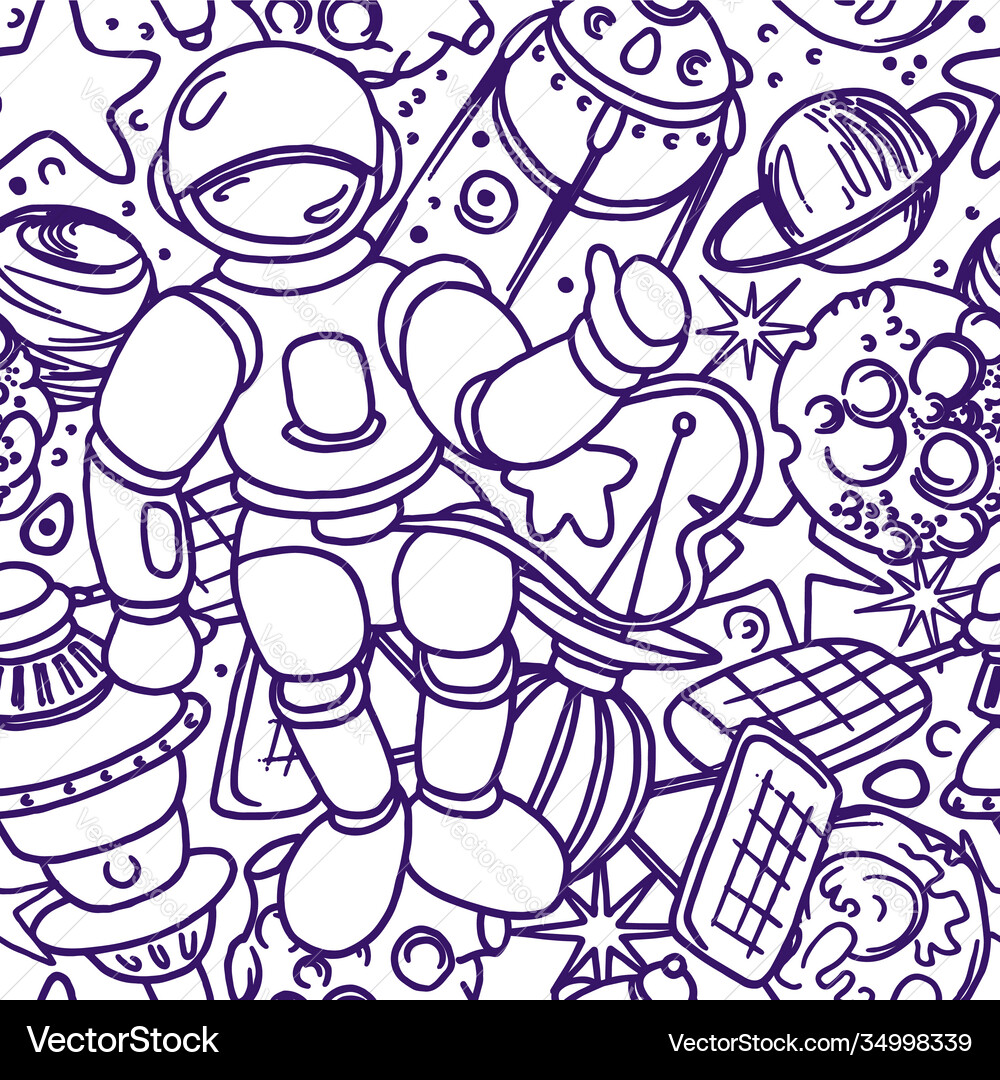 Seamless pattern space doodle futuristic Vector Image