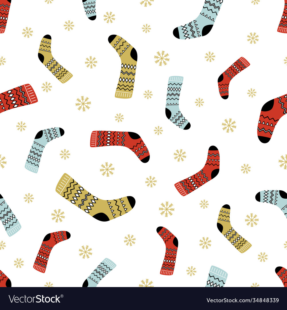 Winter pattern with color socks Royalty Free Vector Image