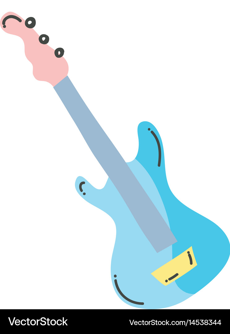 Cute guitar to play music instruments Royalty Free Vector