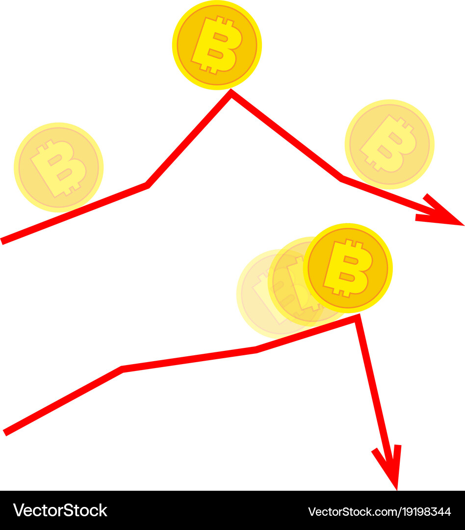 Falling bitcoin concept Royalty Free Vector Image