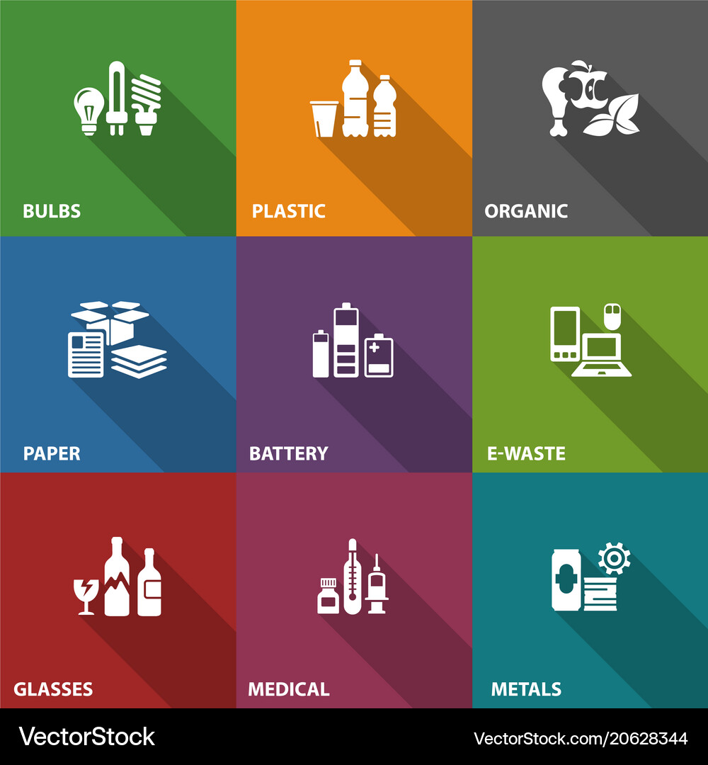 Recycling Waste Icons Collection Royalty Free Vector Image