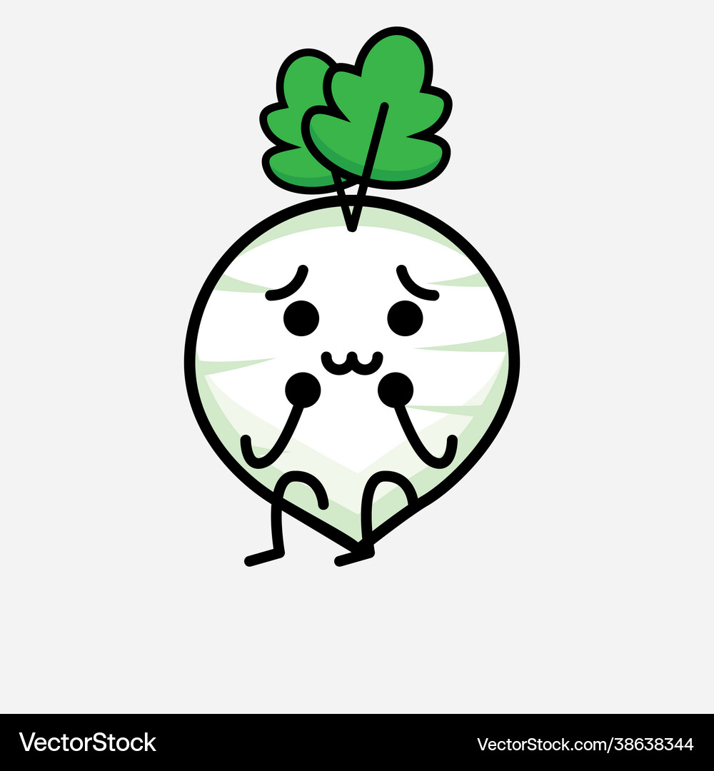 White radish character with cute face and simple Vector Image