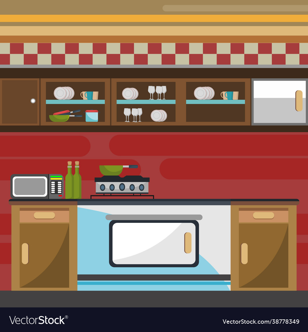 Modern kitchen interior Royalty Free Vector Image