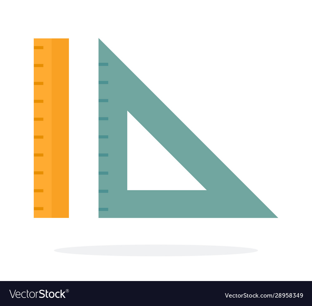 Triangular ruler and straight flat isolated Vector Image