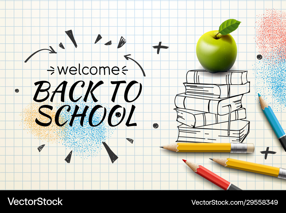 Welcome back to school web banner doodle Vector Image