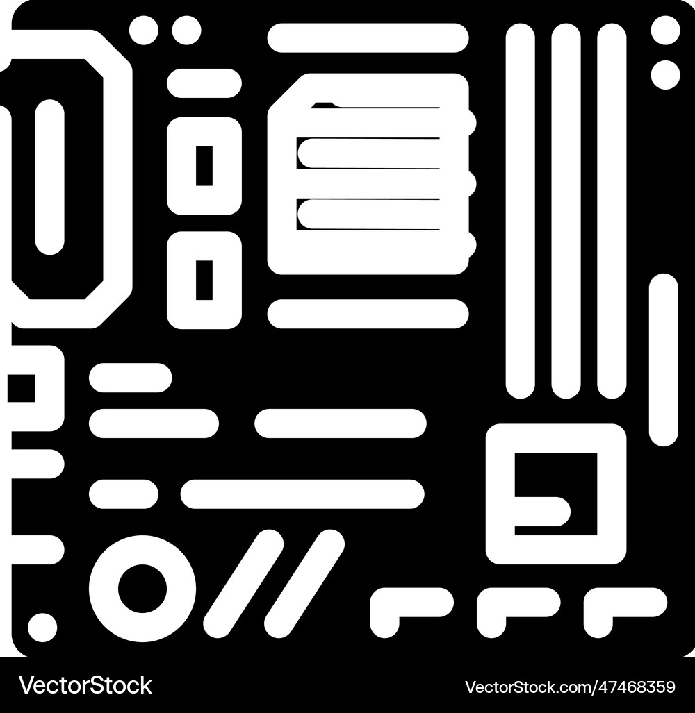 Motherboard gaming pc glyph icon Royalty Free Vector Image