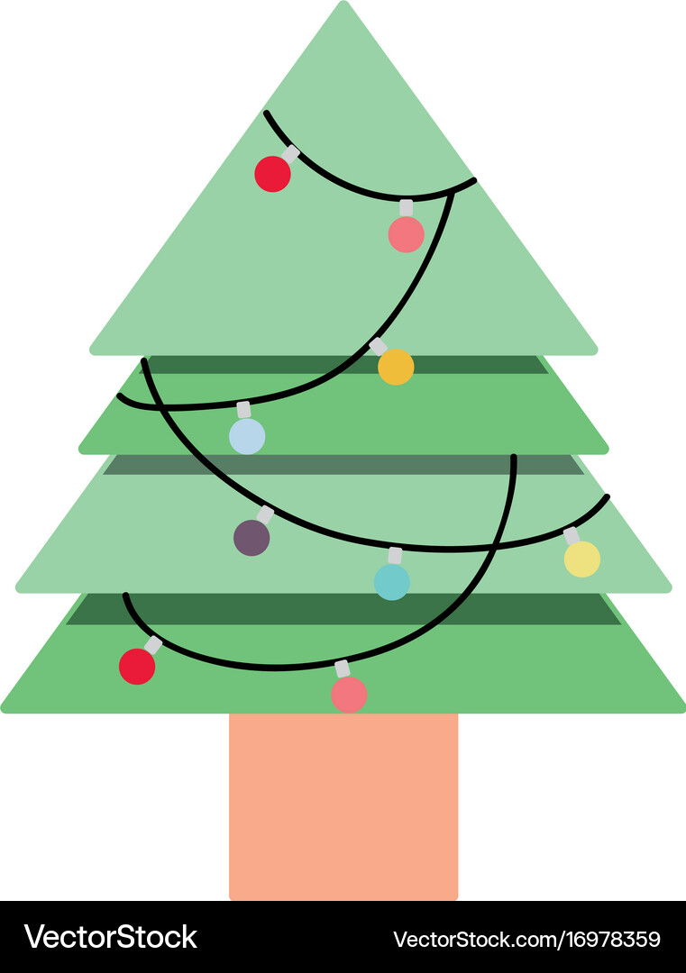 Nice pine tree with lights decoration design Vector Image