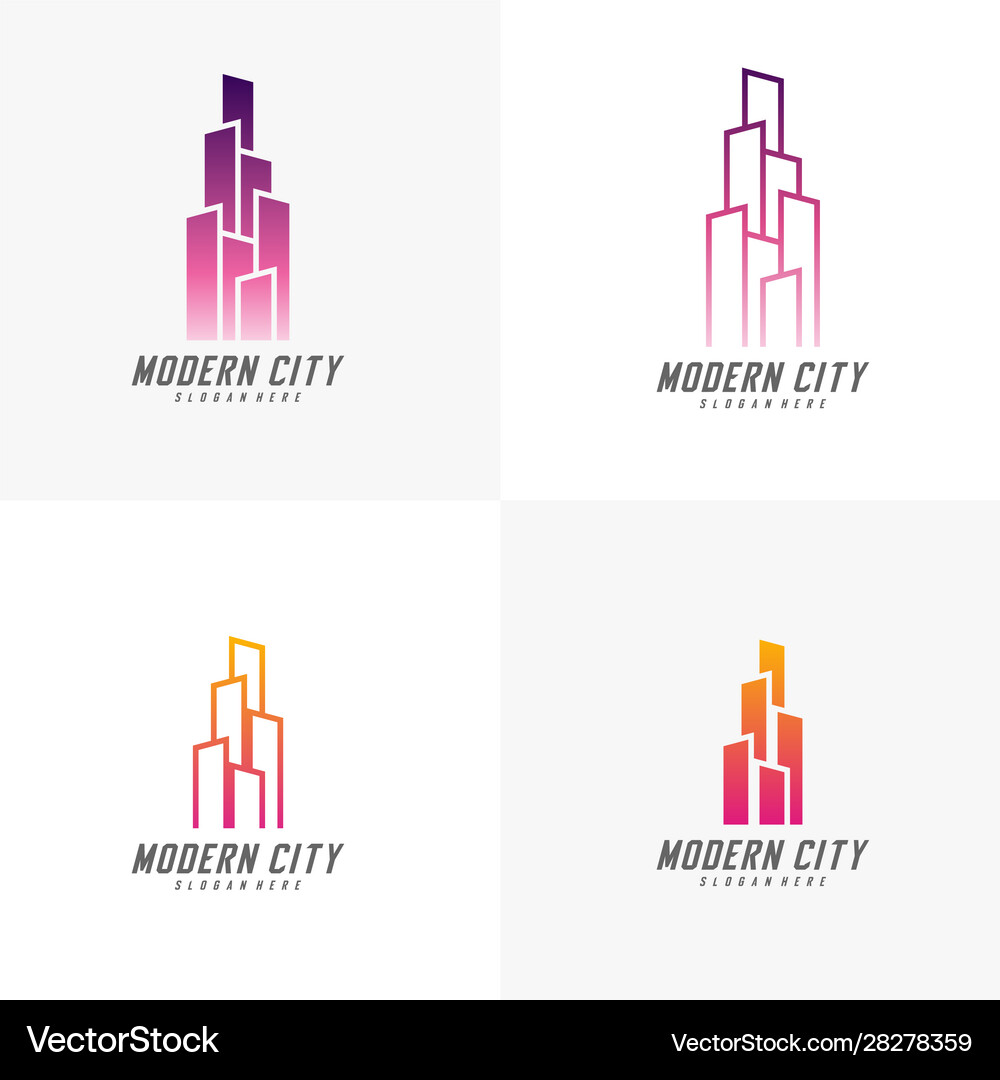 Set modern city logo design template real Vector Image