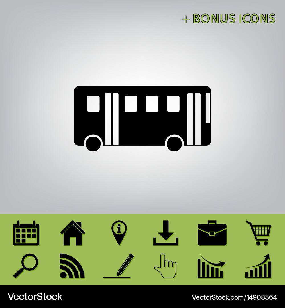 Bus simple sign black icon at gray Royalty Free Vector Image